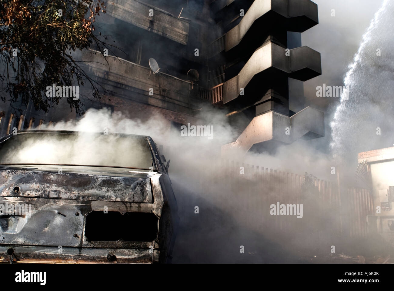 fire in a building in poor suburb in Rome Stock Photo - Alamy