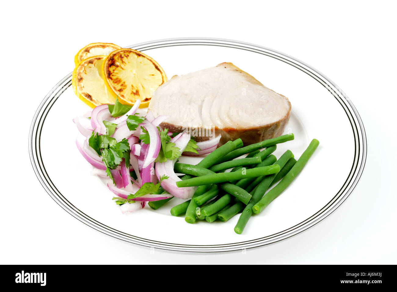 Tuna Steak with Steamed Vegetables Stock Photo - Alamy