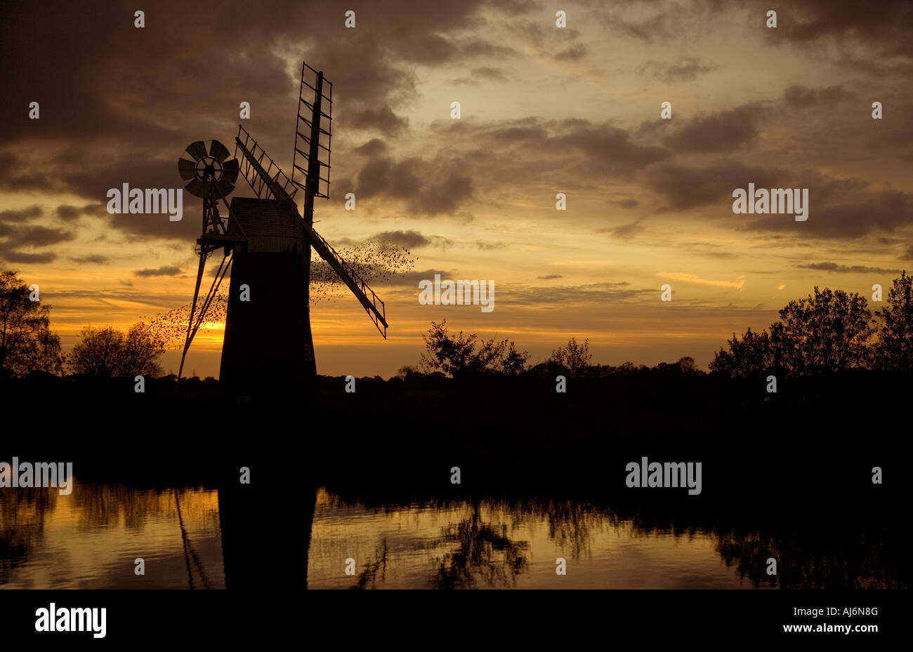 Turf Fen Drainage Mill on the River Ant at How Hill Norfolk Broads in a ...