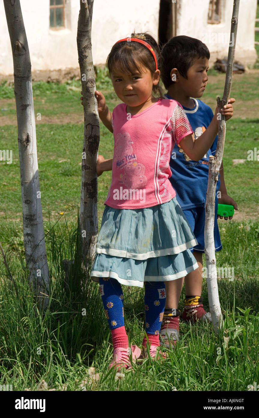 Kazakh girl and boy Kazakhstan Stock Photo - Alamy