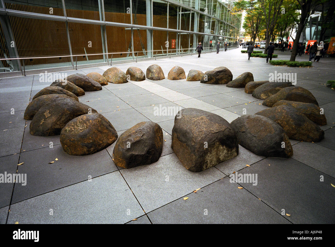 Circle of stones part of a permanent art display outside the Tokyo ...