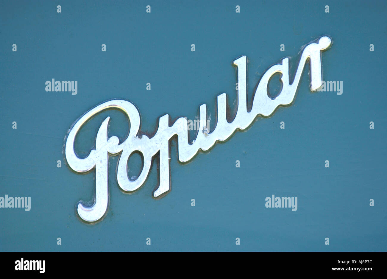 Ford Popular car badge on restored vehicle UK Stock Photo - Alamy
