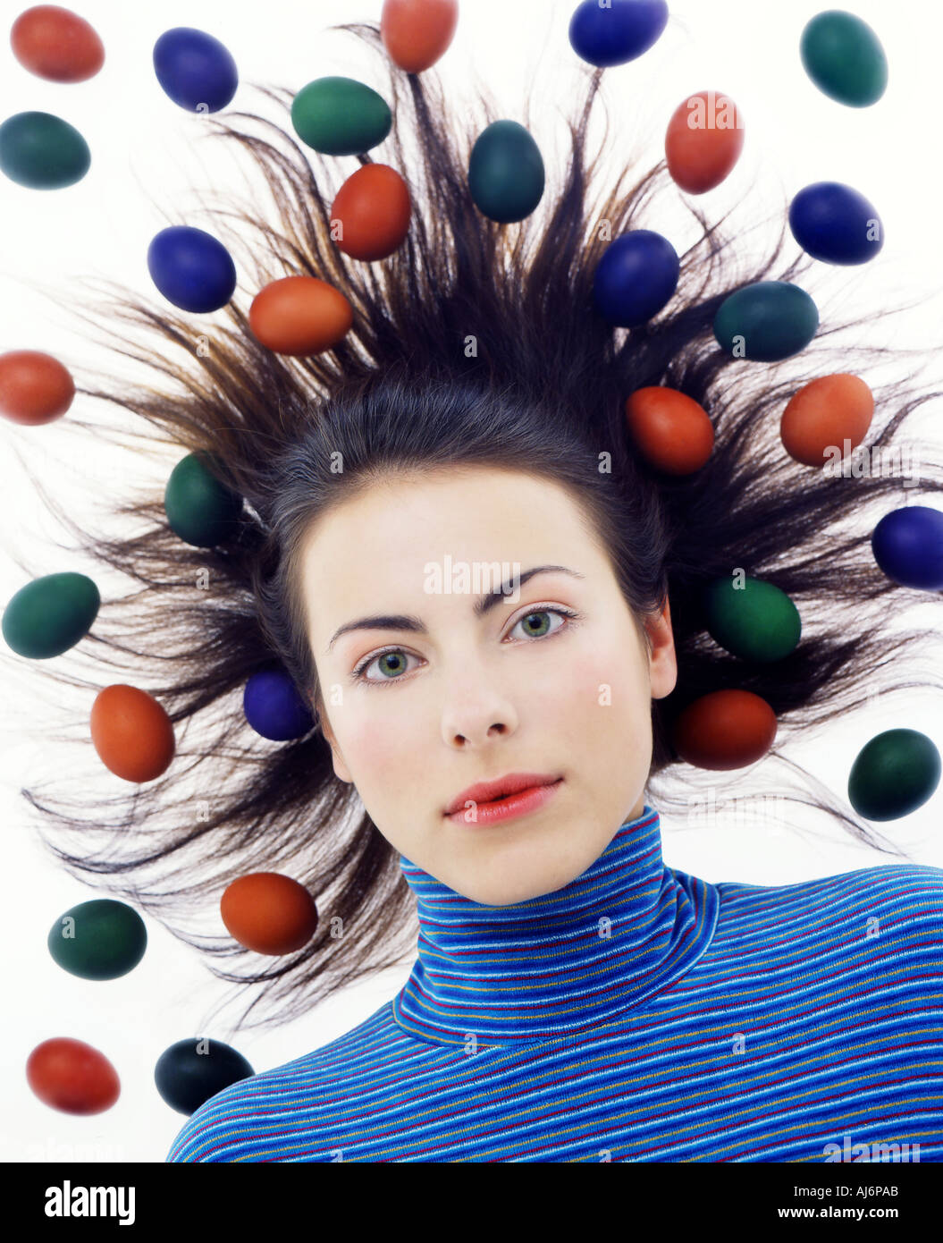 vertical woman 20 25 brunette studio serious oval faced turtle neck ...