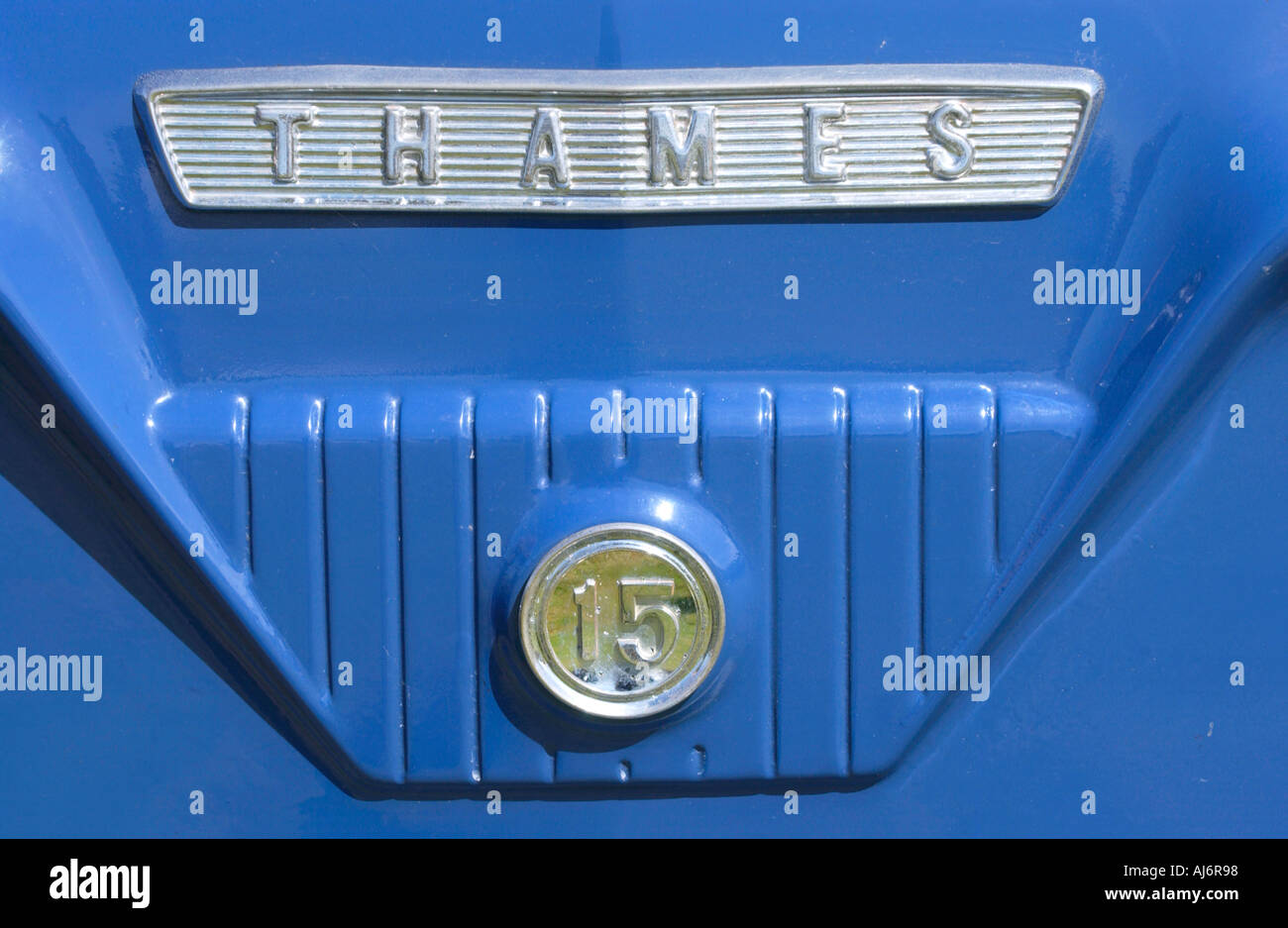 Thames 15 badge on restored blue pickup truck UK Stock Photo - Alamy