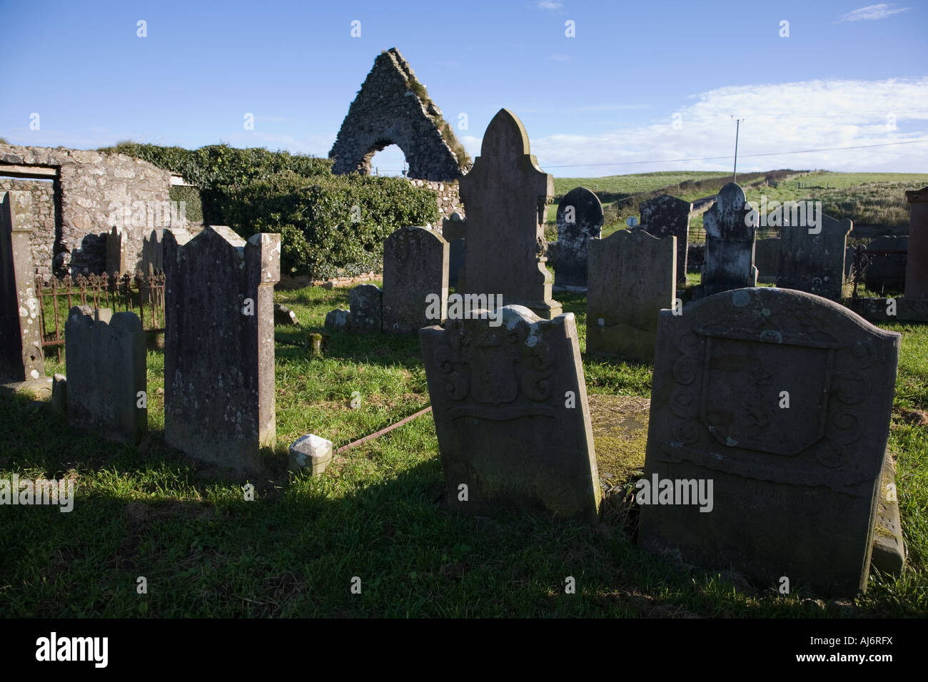 Stock Photo of Dunluce Castle Cemetery Stock Photo - Alamy