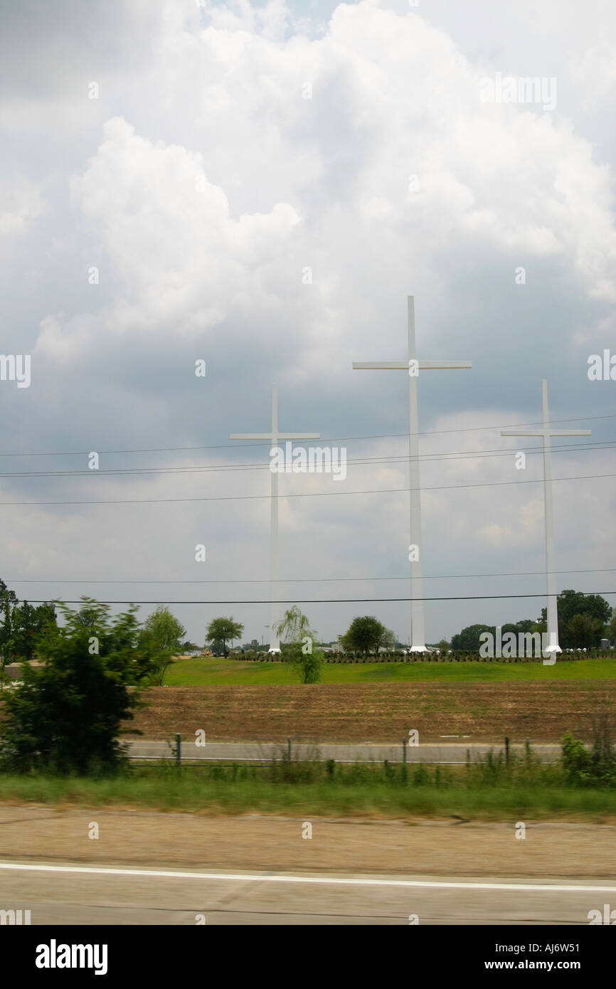 Three giant white crosses Stock Photo - Alamy
