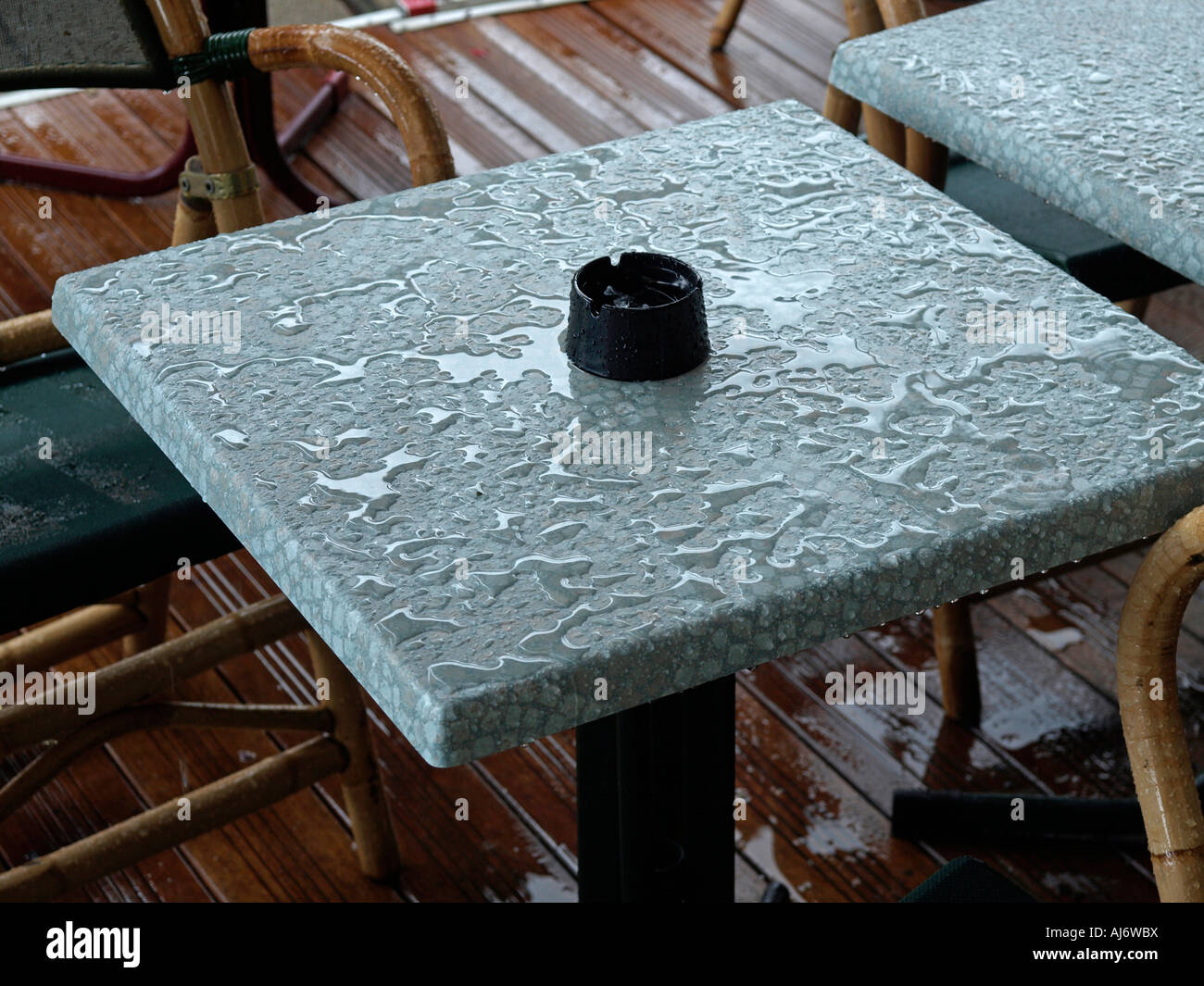 Empty outdoor cafe on rainy hi-res stock photography and images - Alamy