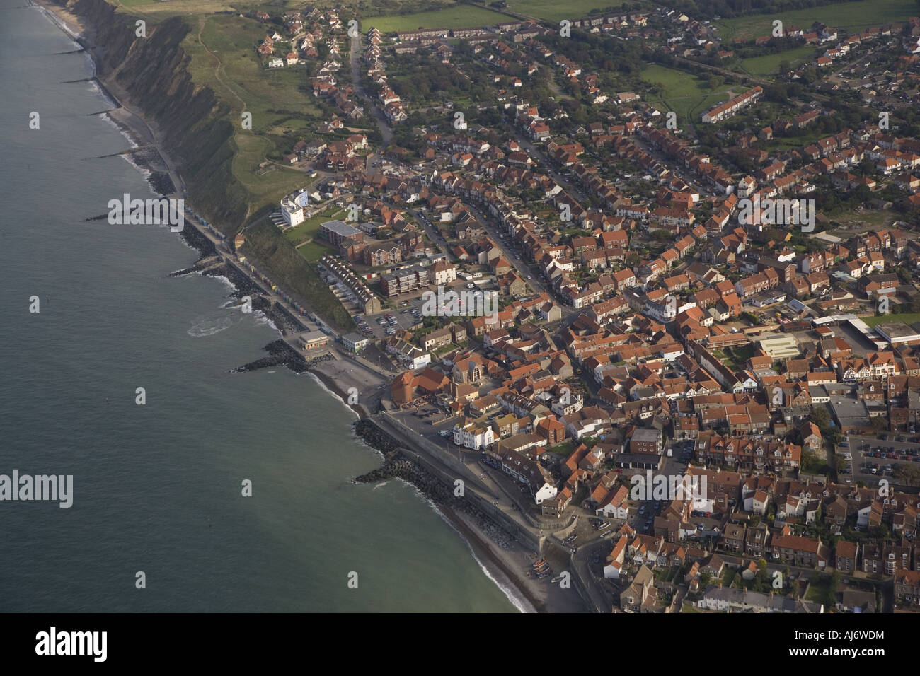 Aerial view of Sheringham Town on the North Norfolk Coast Stock Photo ...