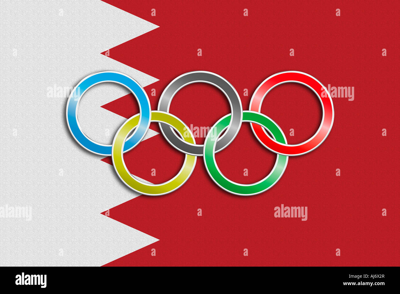 Flag of Bahrain with olympic symbol Stock Photo - Alamy