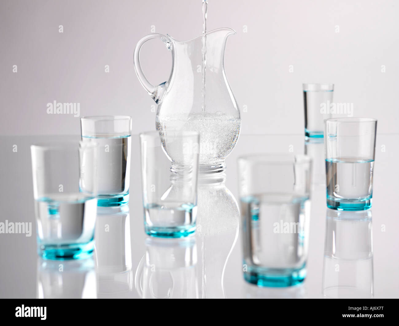 pitcher and glasses filled with water Stock Photo - Alamy
