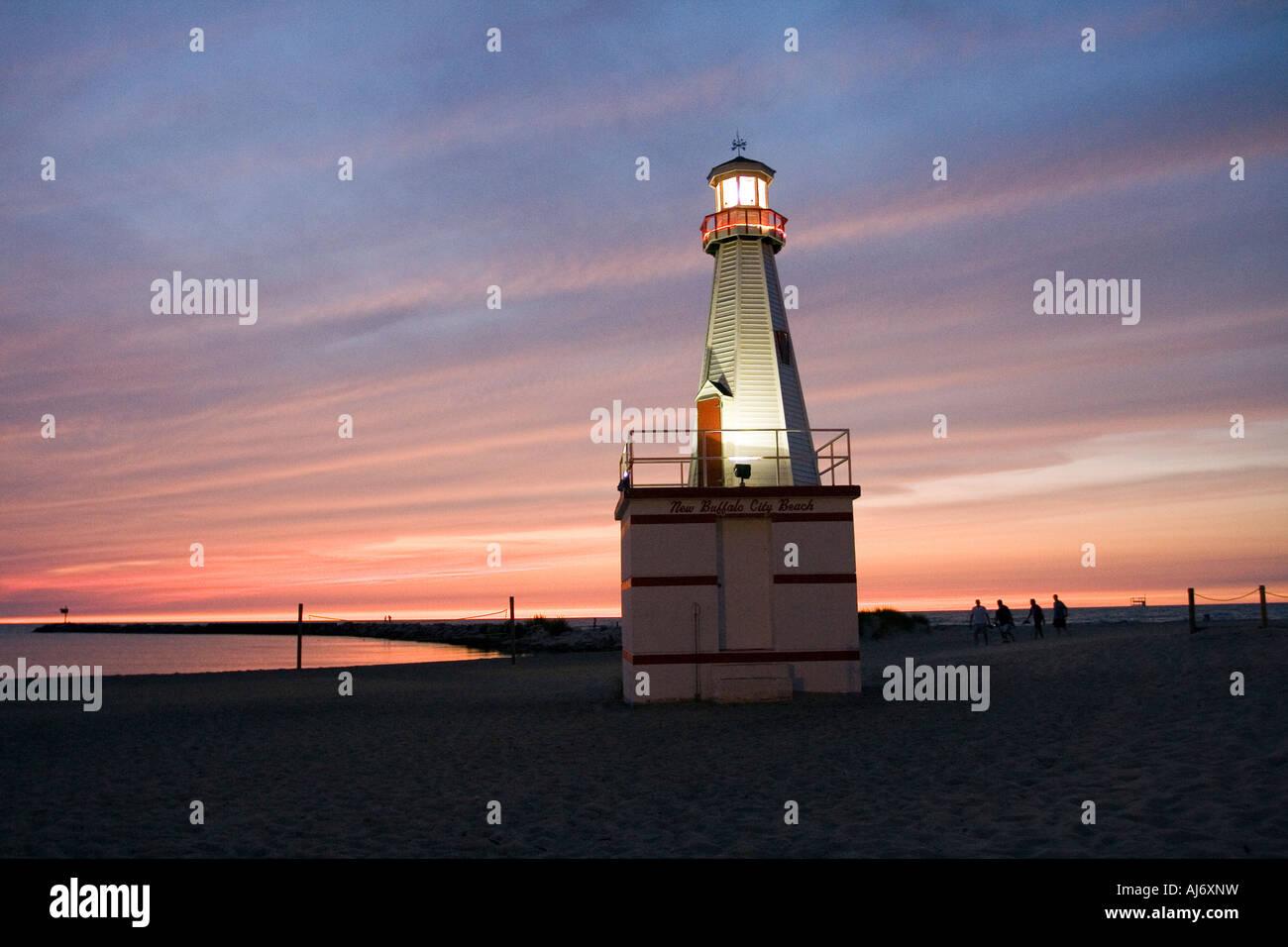 Lighthouse at the public beach in New Buffalo, Michigan Stock Photo - Alamy
