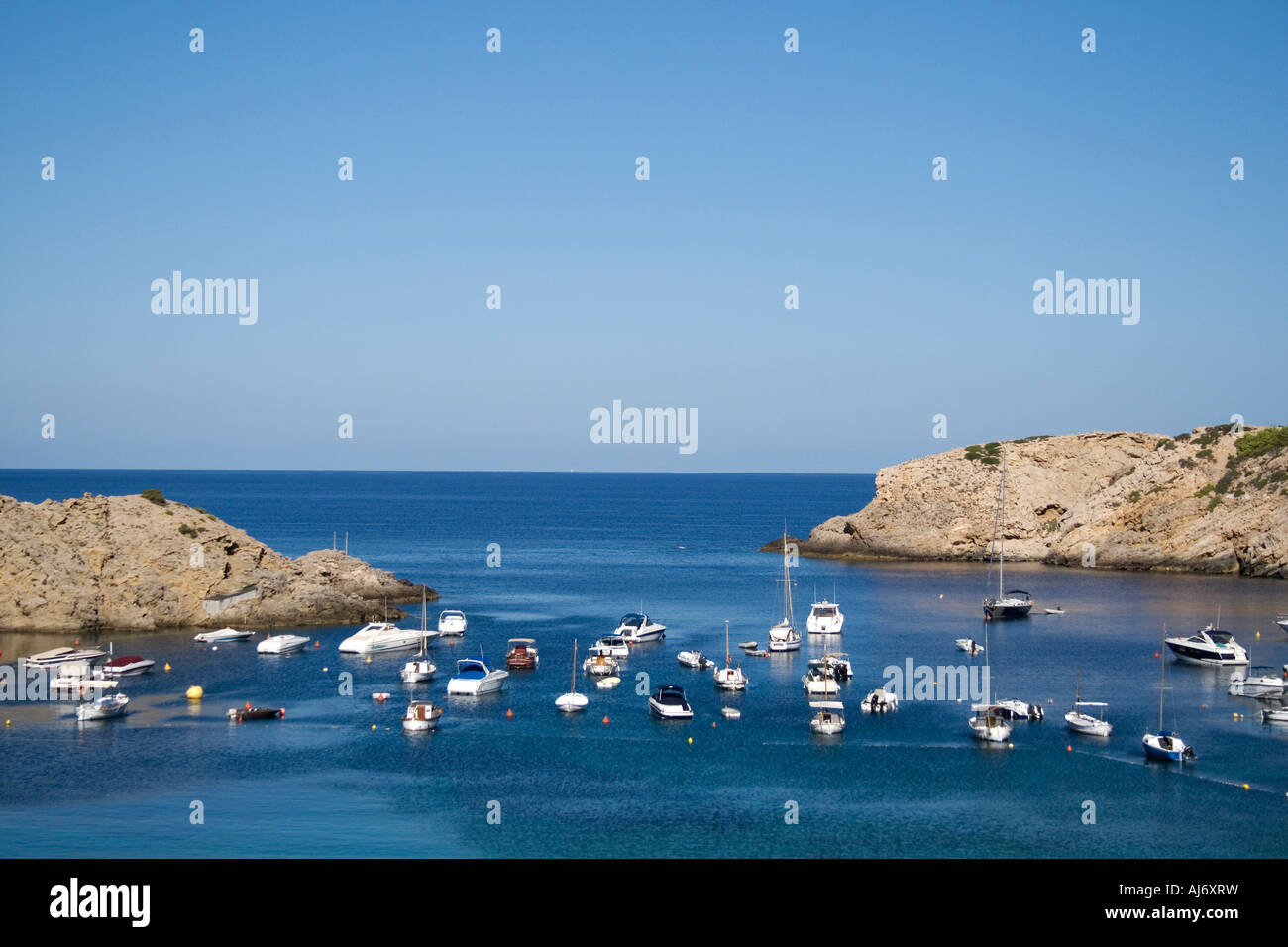the bay and the beach of Calla Vedella Stock Photo - Alamy