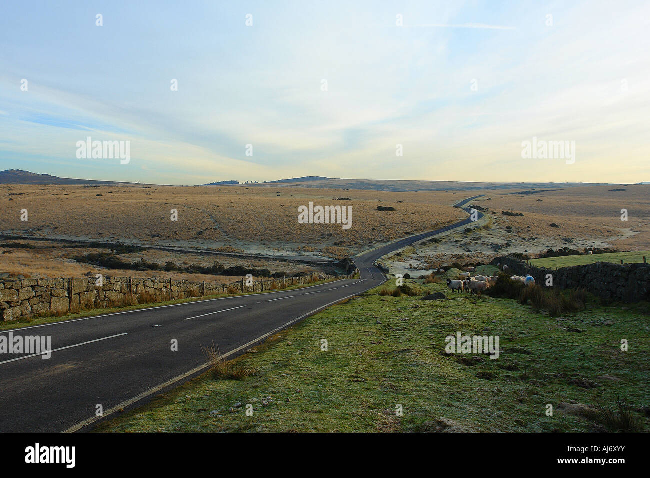 Dartmoor frosty open Road Stock Photo - Alamy