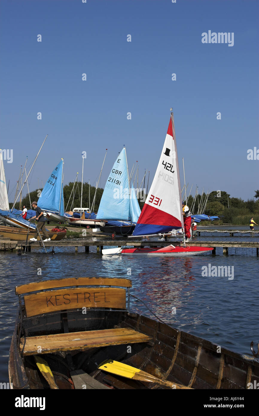 Sailing Dinghies and Rowing boats at Hornsea Mere in East Yorkshire UK ...