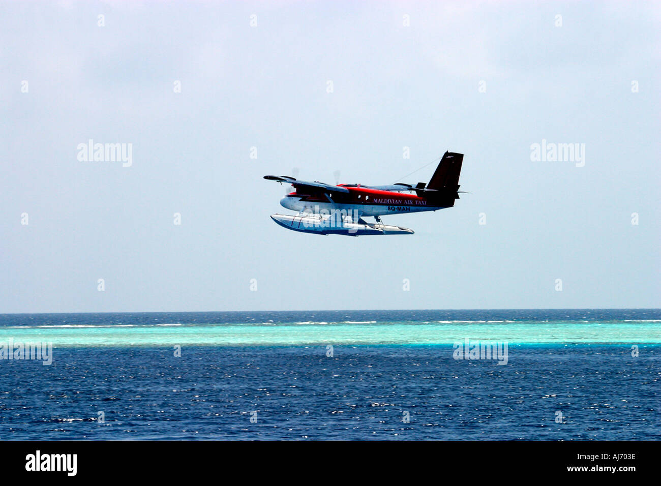 seaplane landing in tropical sea, Maldives Stock Photo - Alamy