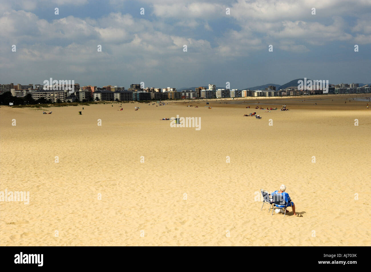 Wide sandy beach Laredo Northern Spain Stock Photo - Alamy
