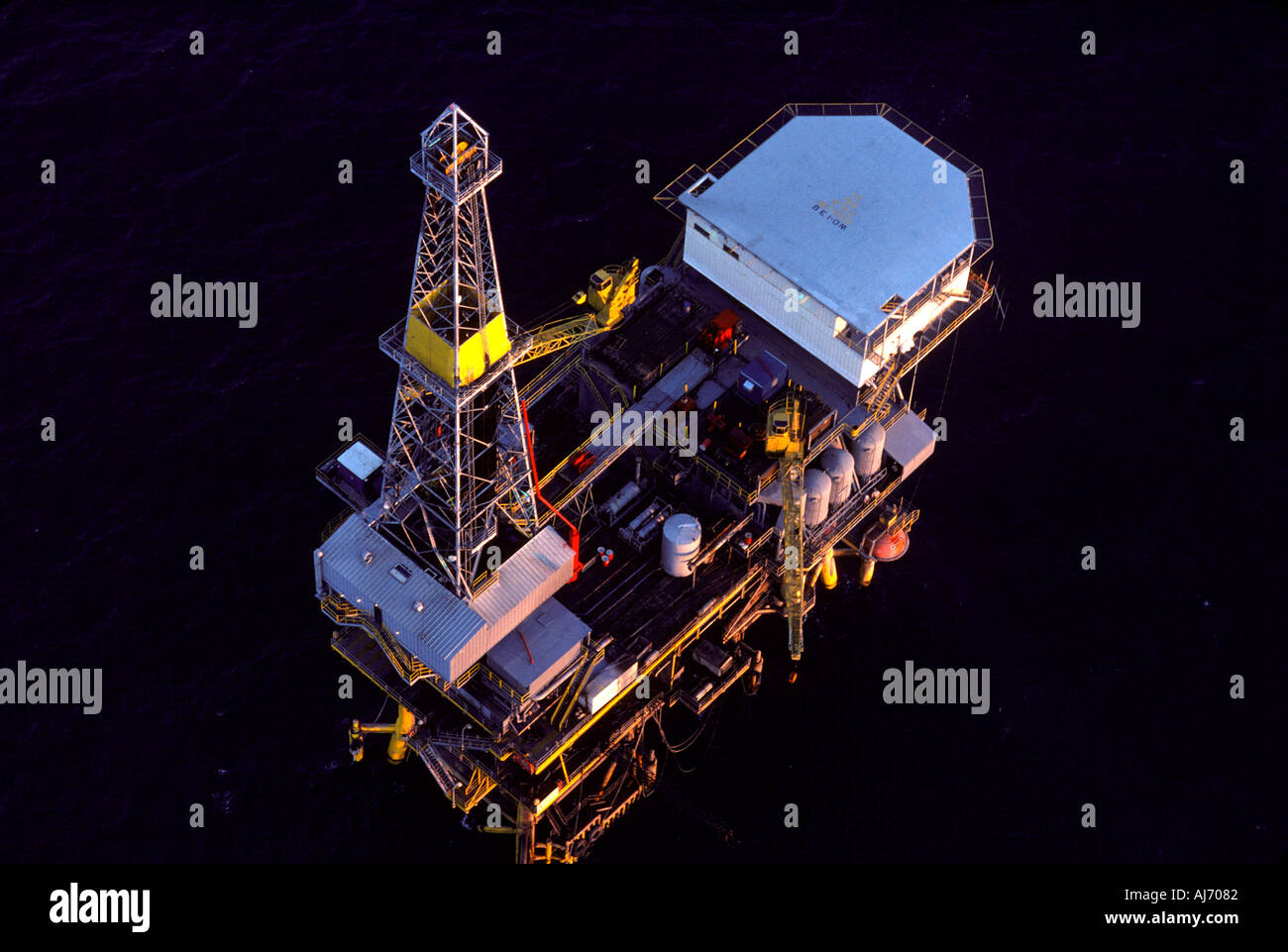 Offshore rig with helicopter platform Stock Photo - Alamy