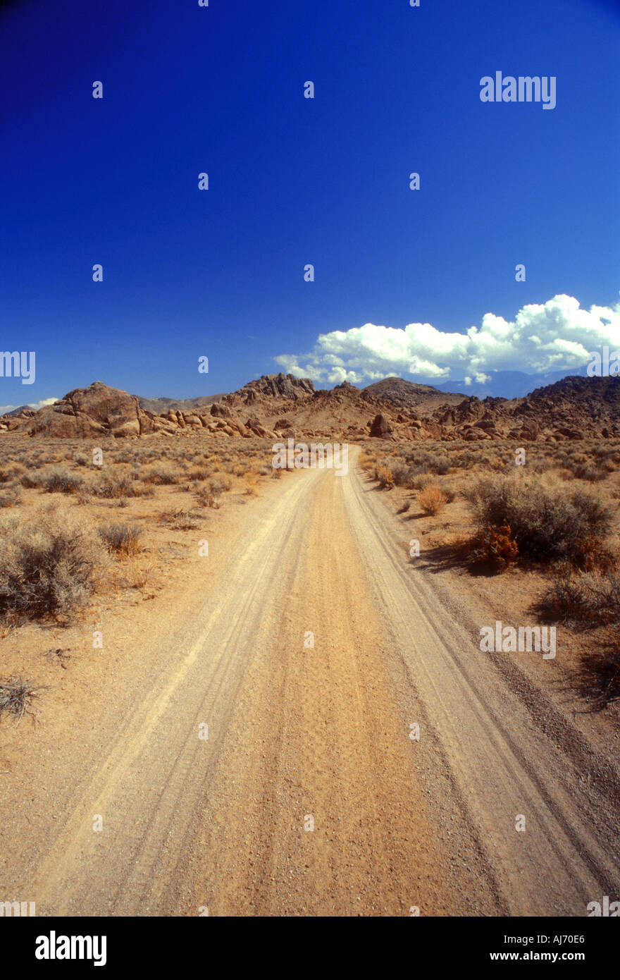 Empty desert road leading into the distance California USA Stock Photo ...