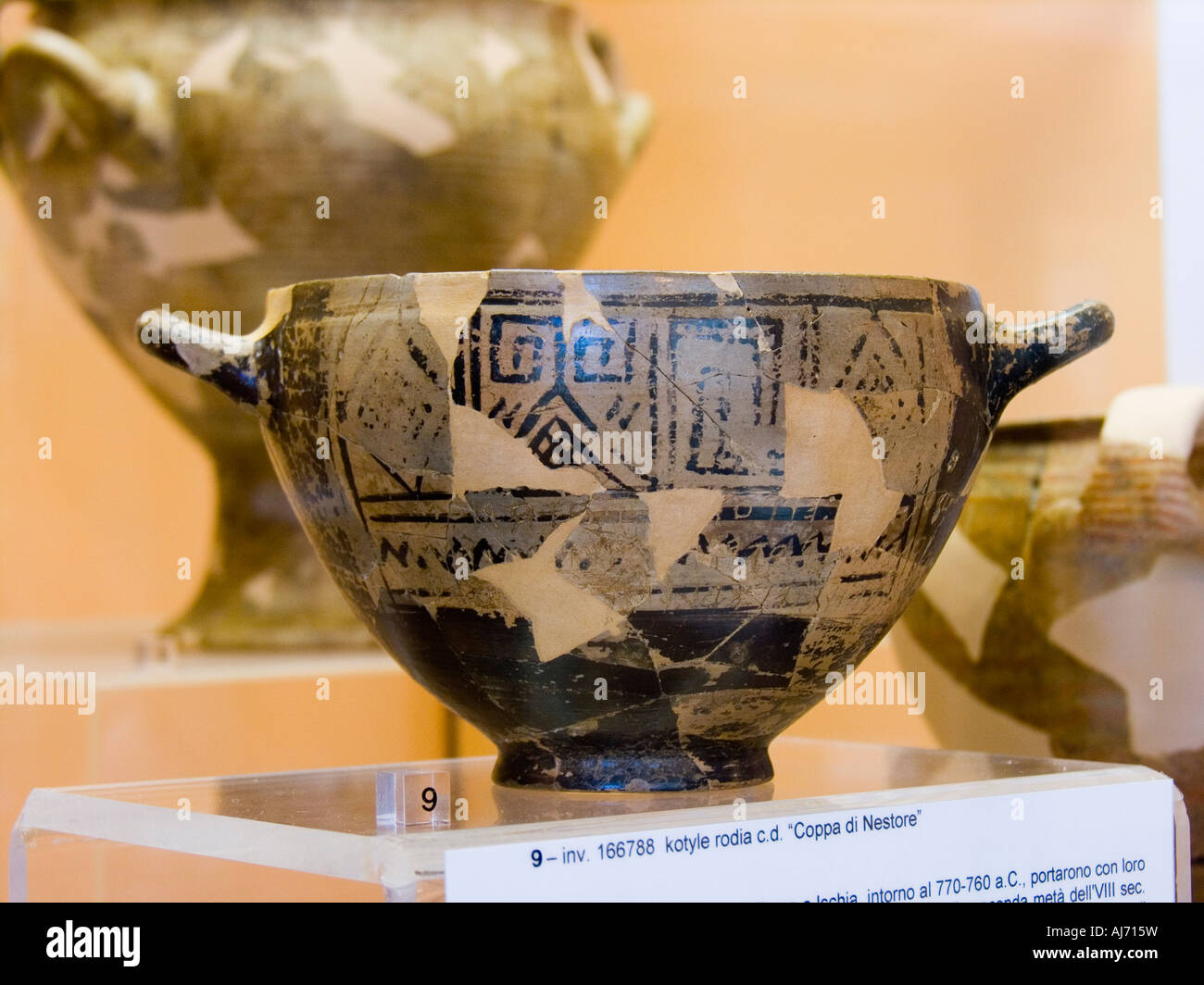 Nestor Cup, archeological museum, Ischia, Italy Stock Photo - Alamy