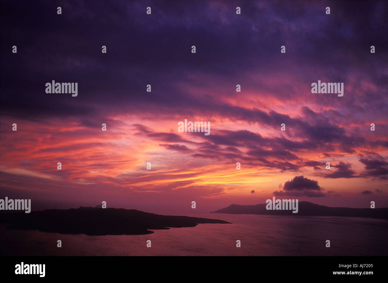 Santorini sunset Cyclades Islands Greece Stock Photo - Alamy