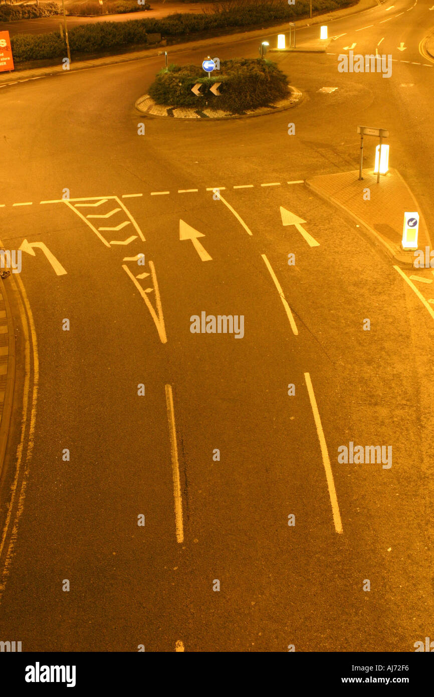 Urban roundabout at night Stock Photo - Alamy