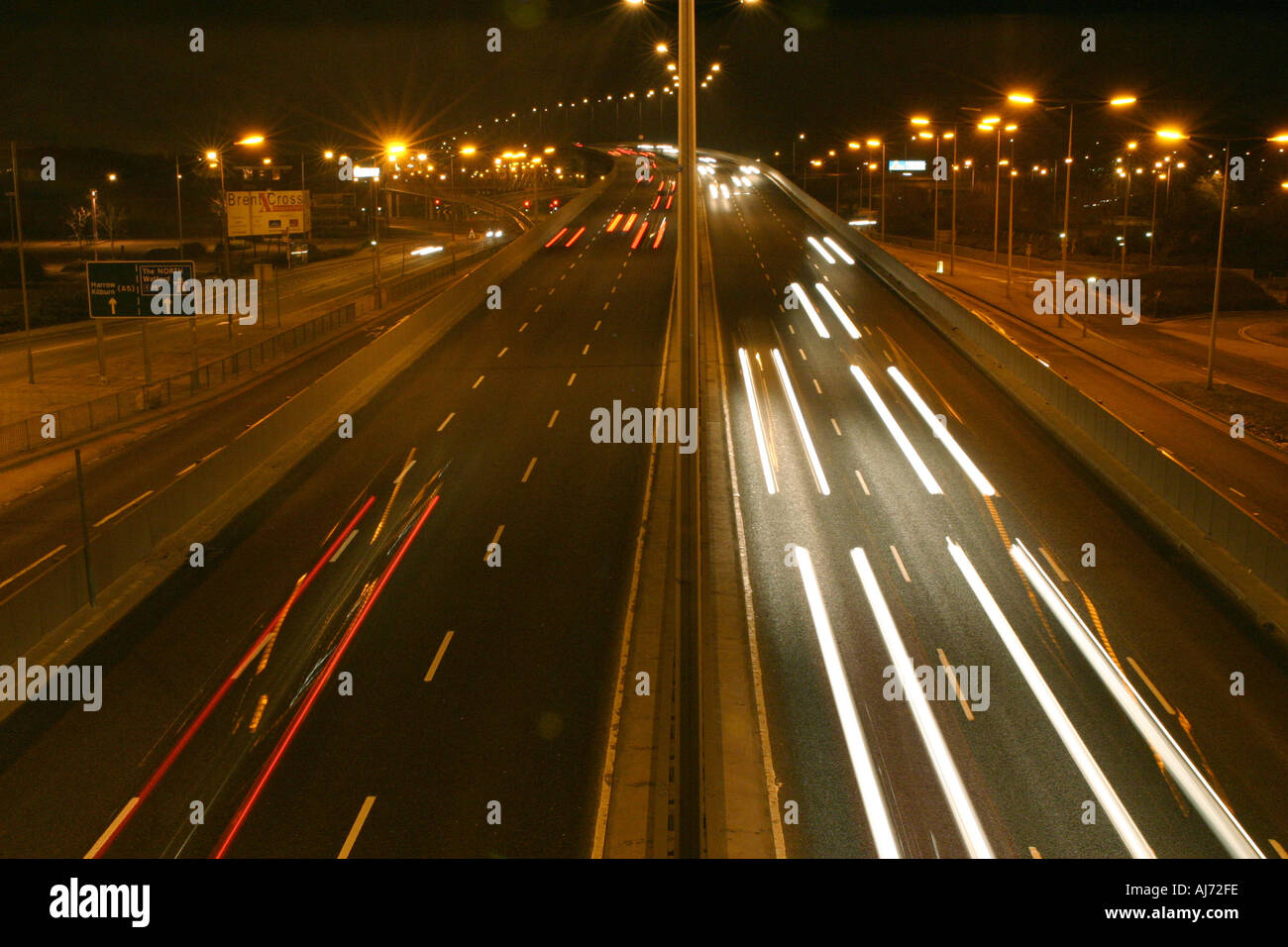 Urban Motorway Bridge at night Stock Photo - Alamy