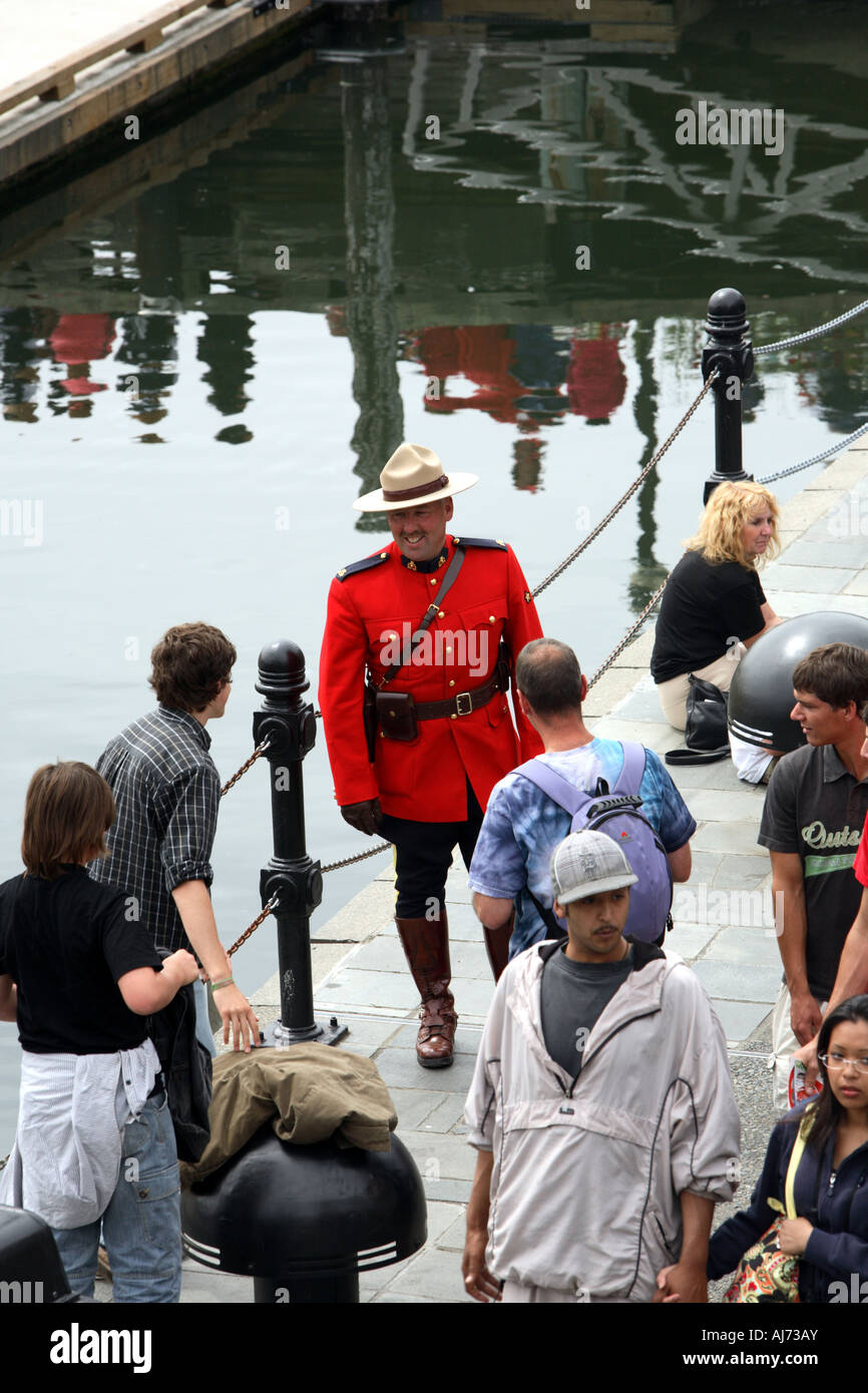 Royal Canadian Mountain Policeman in downtown Victoria during Canada ...