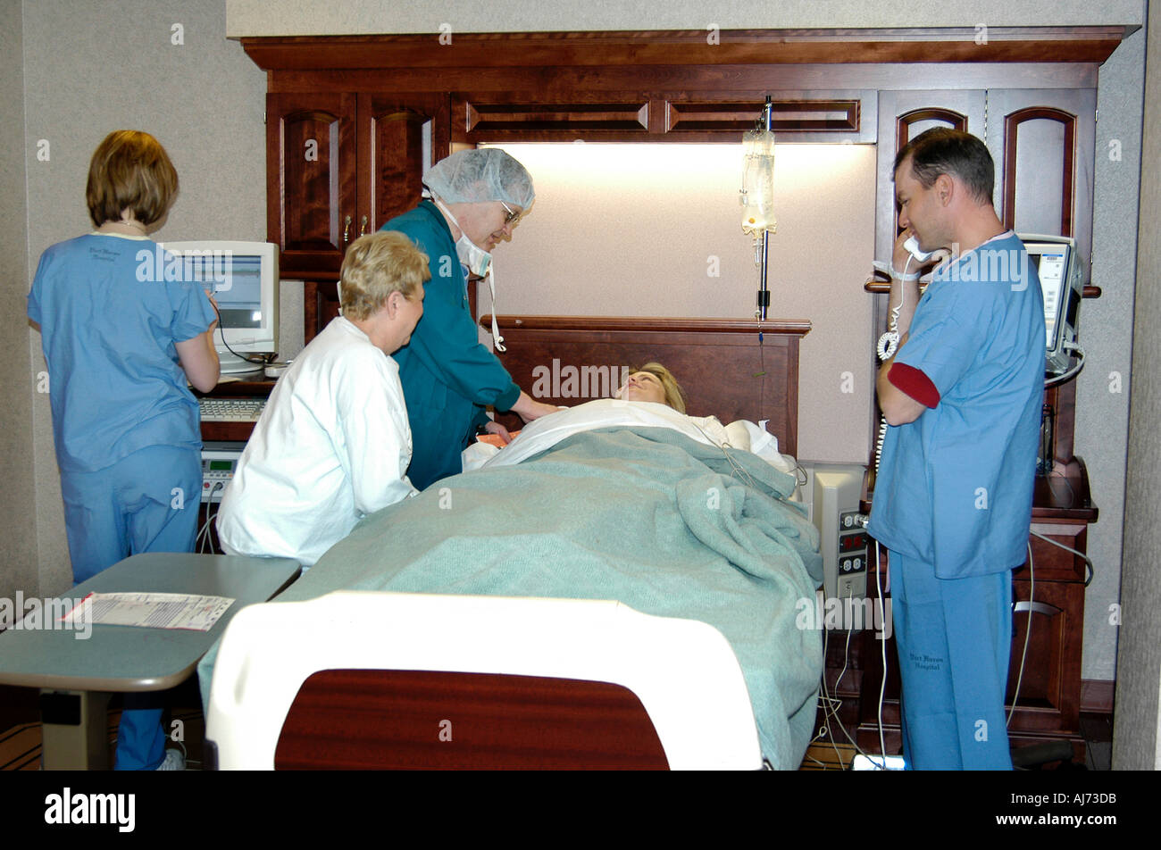 Female Recovers in Hospital After Birth of Child Stock Photo - Alamy