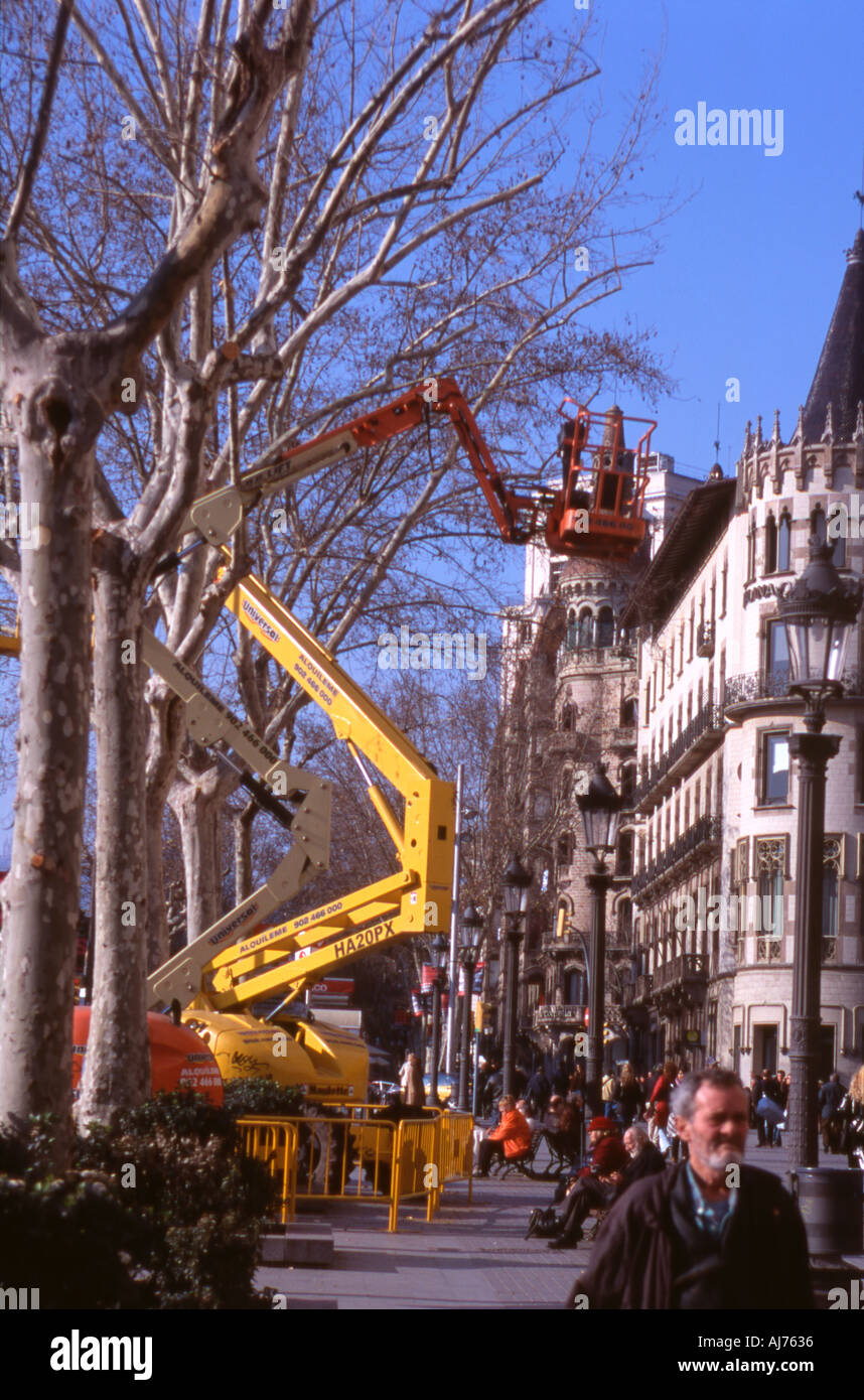 Blue yellow cherry picker hi-res stock photography and images - Alamy