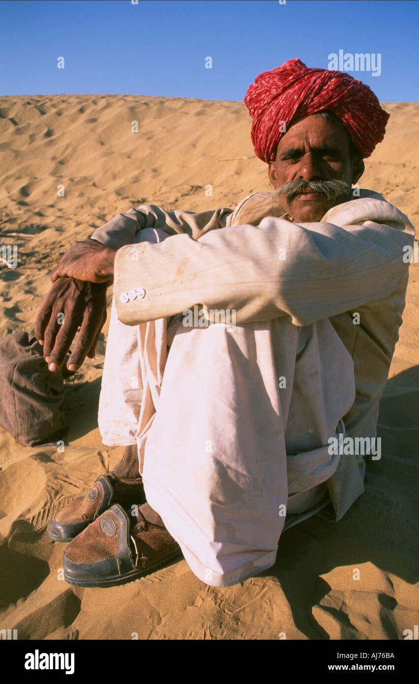 Man in the thar desert Rajasthan India portrait Stock Photo - Alamy