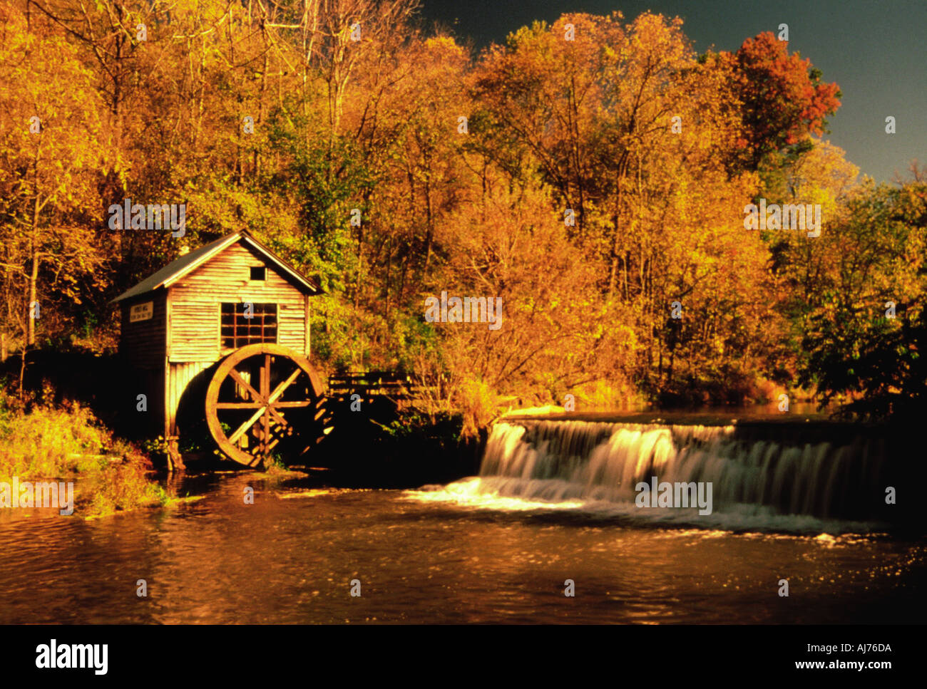 Fall foliage transforms Hydes Mill near Spring Green Wisconsin into a ...