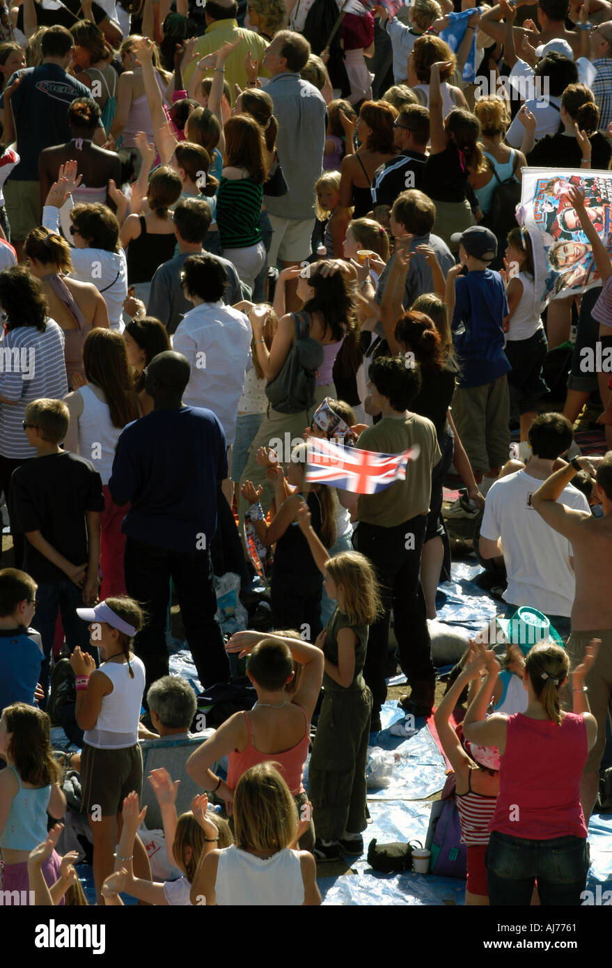 Fans at open air pop concert in Hyde Park London Stock Photo - Alamy