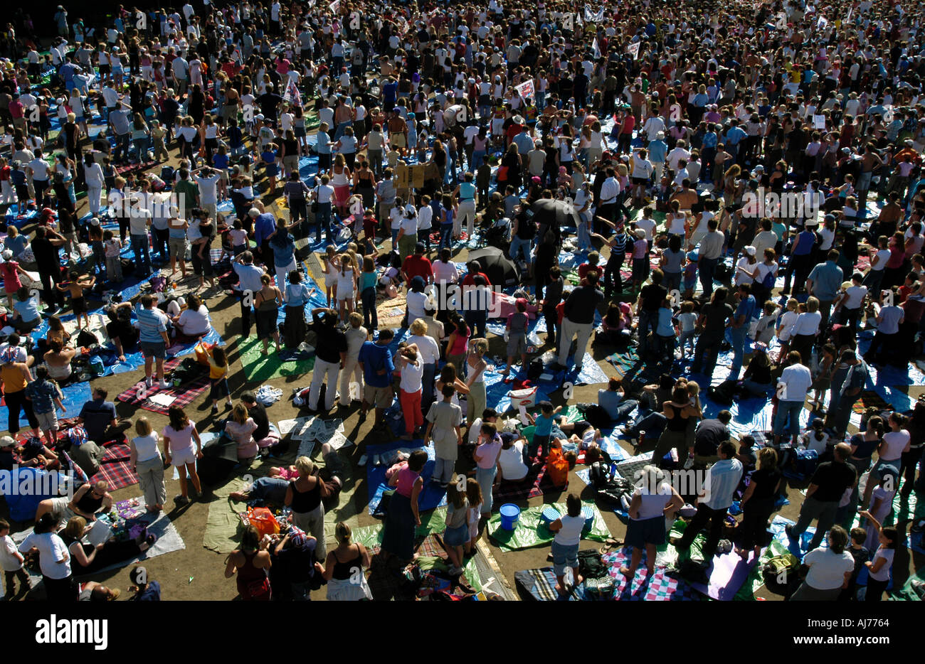 Fans at open air pop concert in Hyde Park London Stock Photo - Alamy