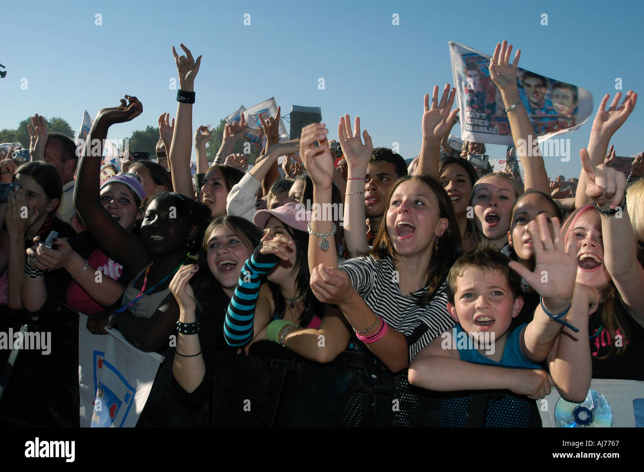 Young female fans at open air pop concert in Hyde Park London Stock ...