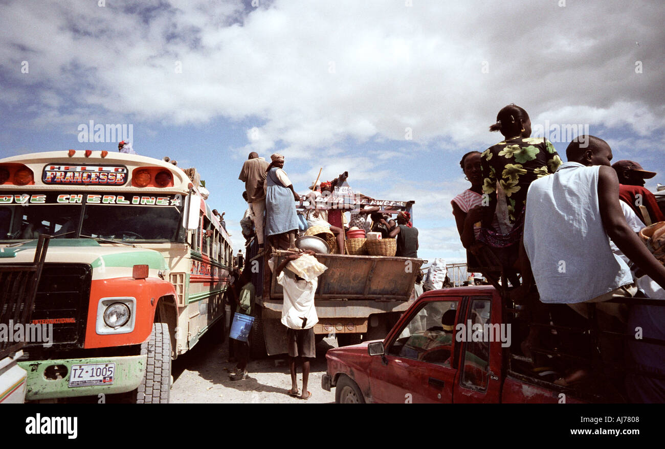 Haiti with traffic jam on the main highway out of Port au Prince Stock ...