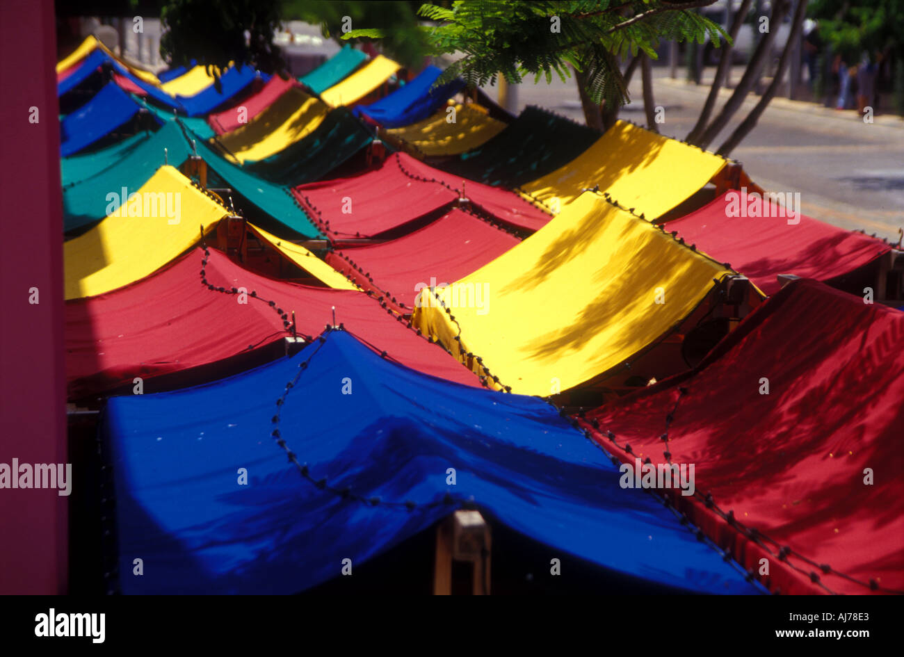 street market stalls packed together Southbank precinct Brisbane ...