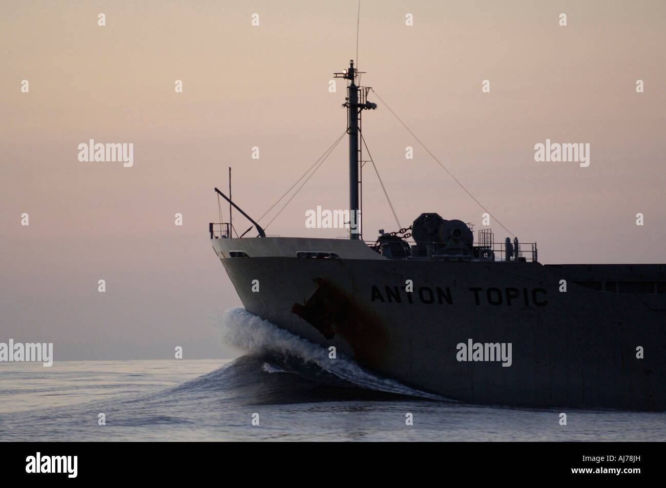 Bow wave ahead of the cargo ship Anton Topic in the Mediteranean Sea 19 ...