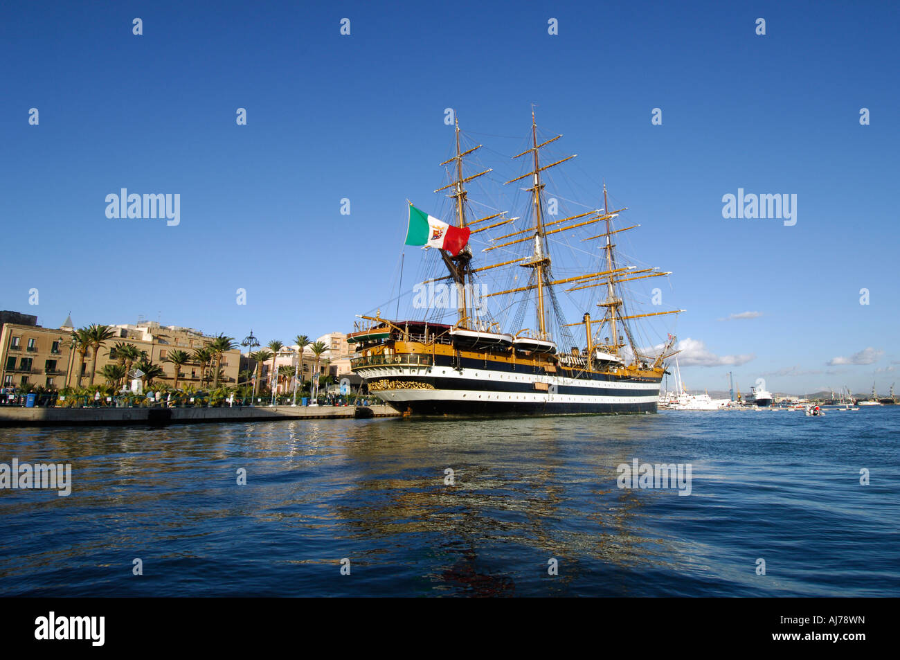 Italian Sail training ship Americo Vespuchi alongside the dock in ...