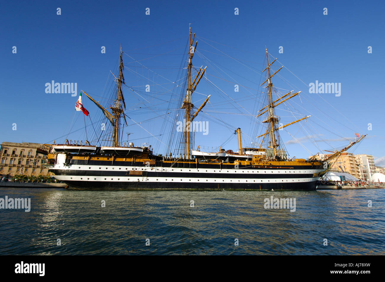Italian Sail training ship Americo Vespuchi alongside the dock in ...