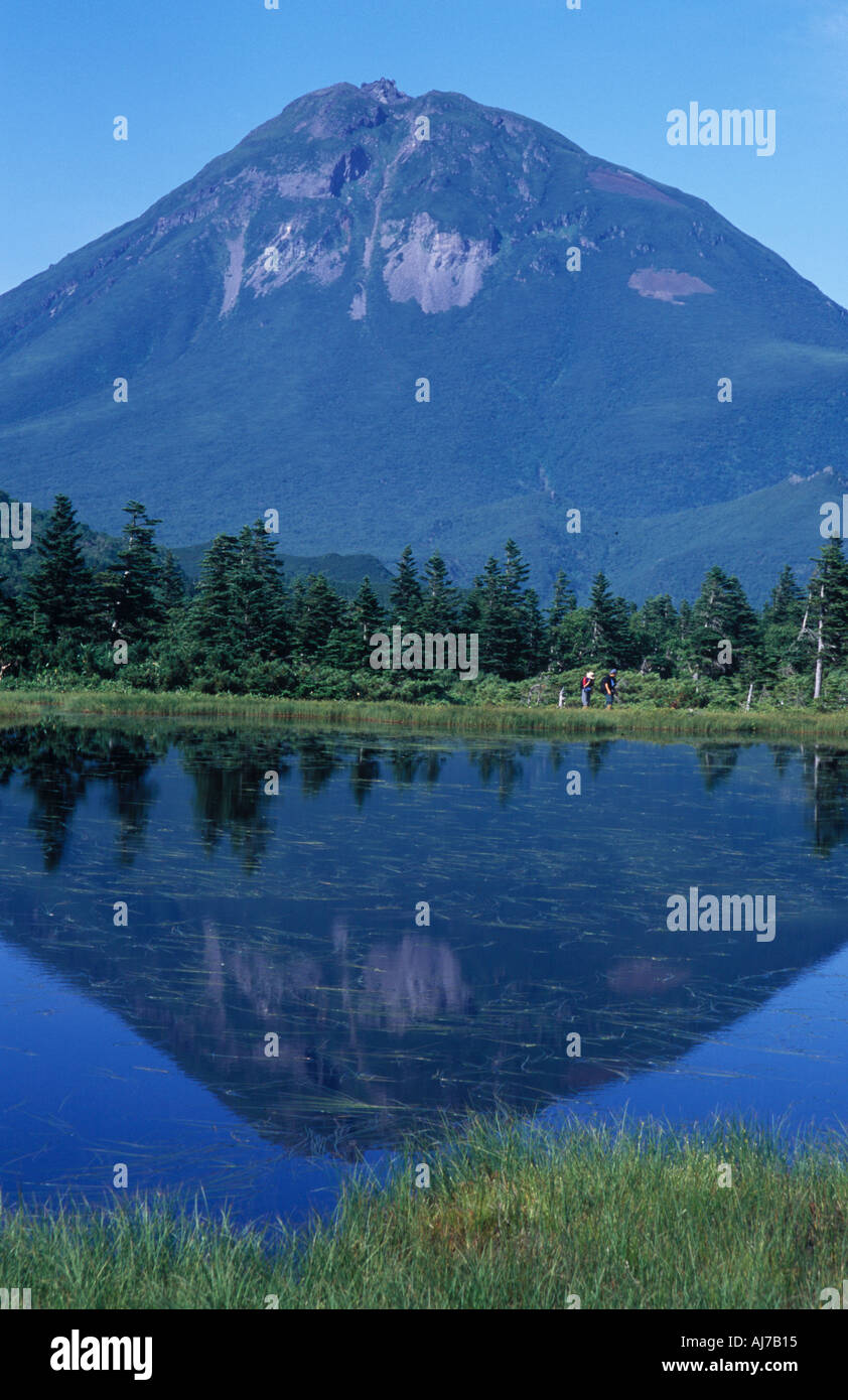 Mount Rausu from Lake Rausu ko in Shiretoko Hokkaido Japan Asia Stock ...