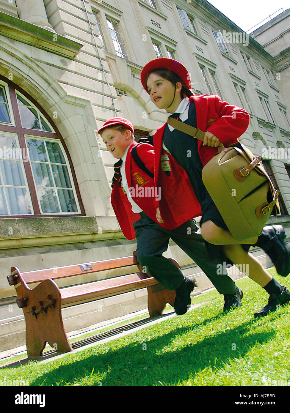 School Children running UK Europe Stock Photo - Alamy