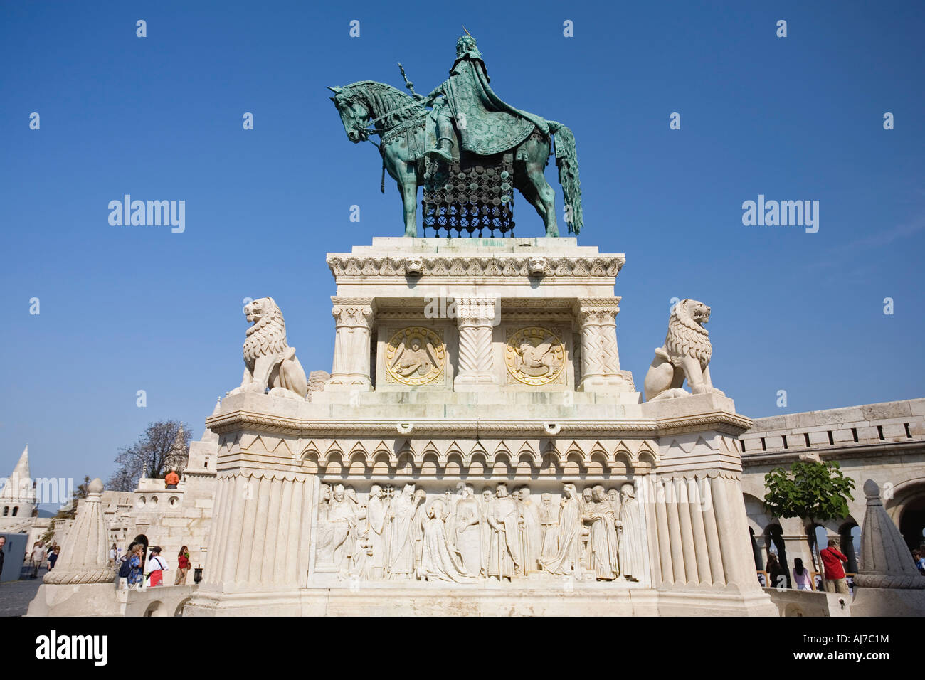 Equestrian statue of St Stephen or Istvan the first crowned king of ...