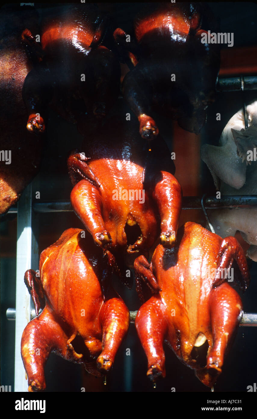 London England UK Chinatown Cooking Chicken Roast Food UK Stock Photo ...