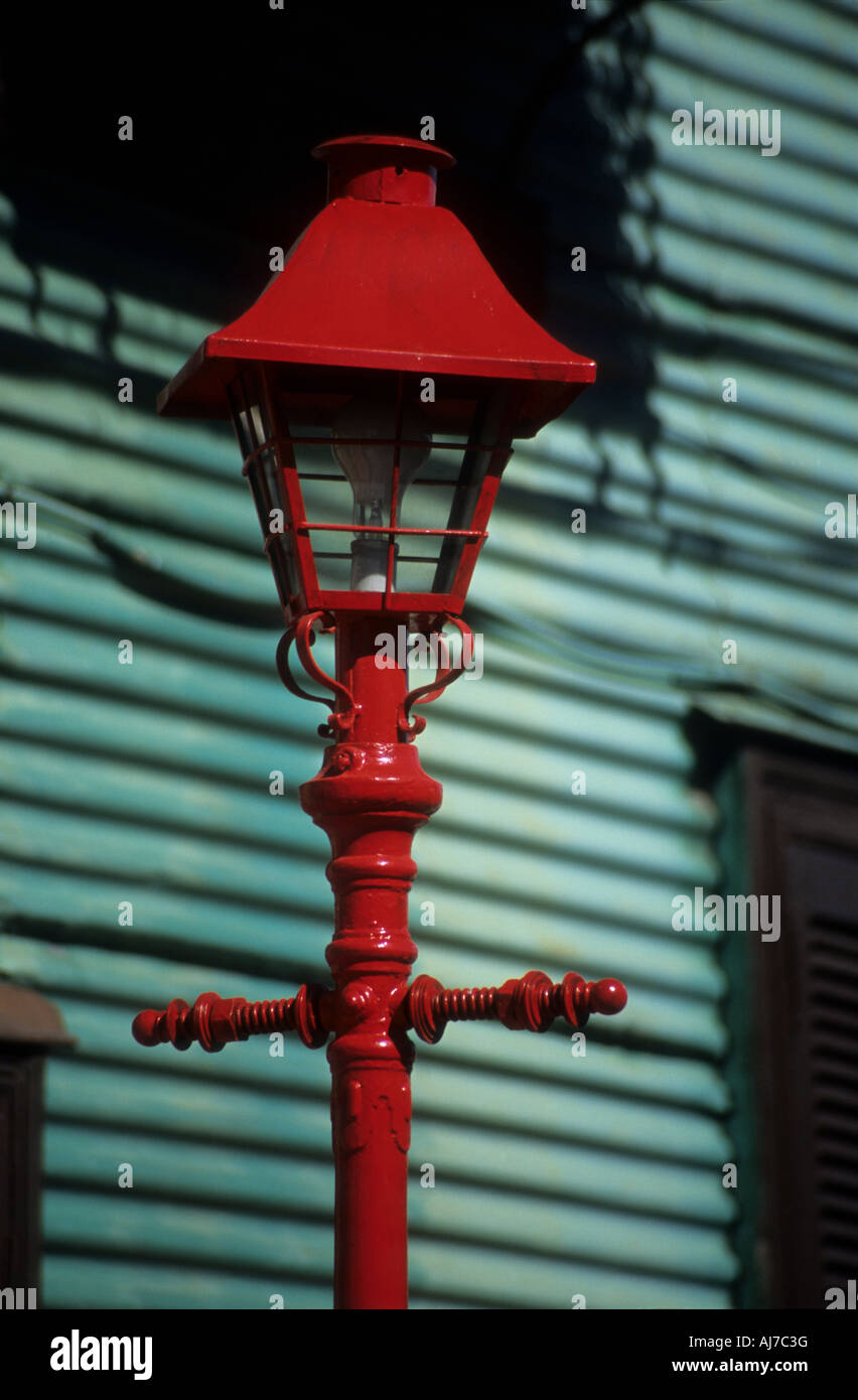 Scarlet lamp post, La Boca, Buenos Aires, Argentina Stock Photo - Alamy