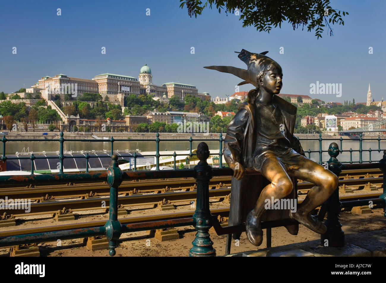 The Little Princess statue by Laszlo Marton with the Danube River and ...