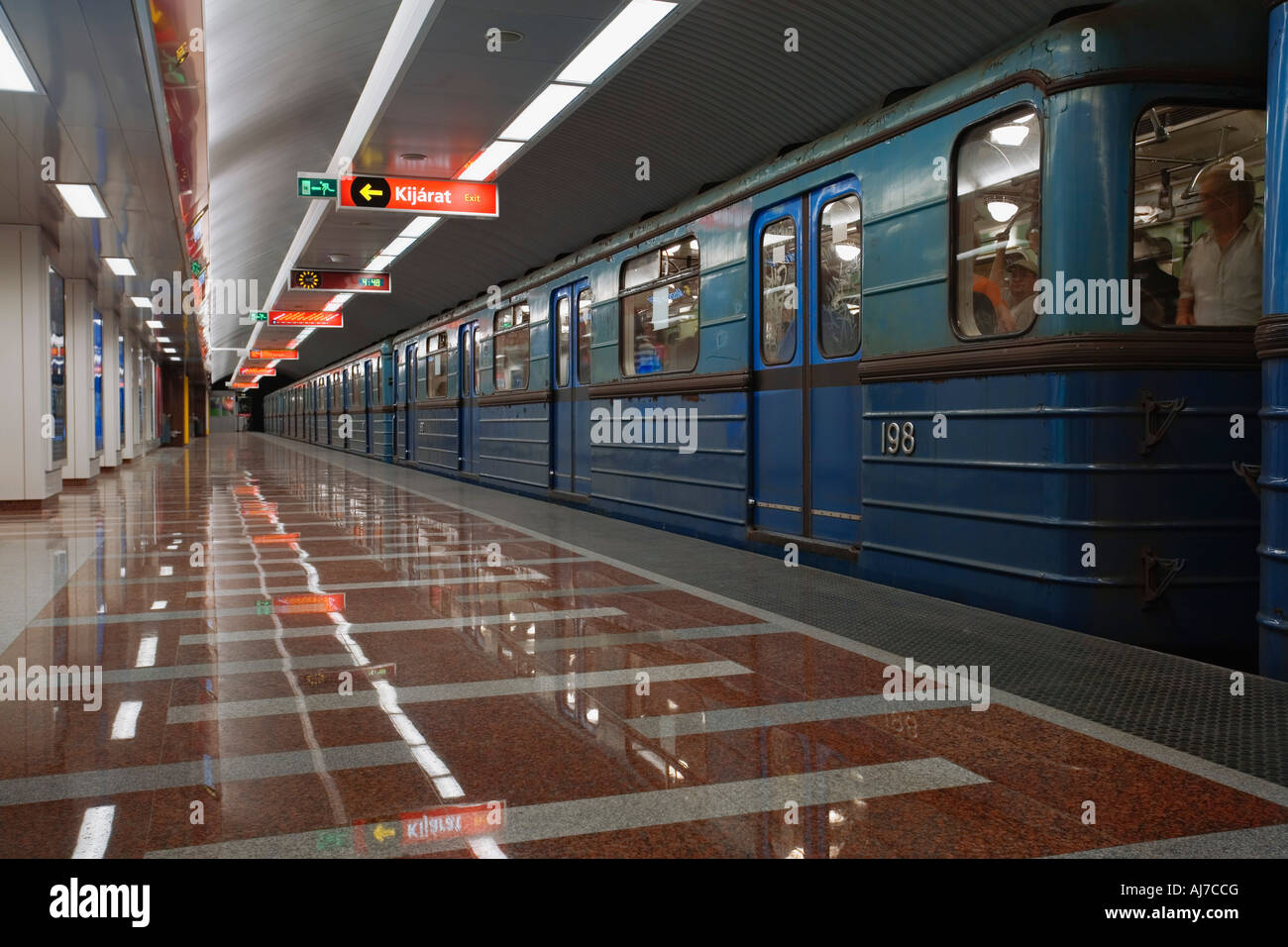 Passengers loaded on the old Soviet style subway cars in one of the ...
