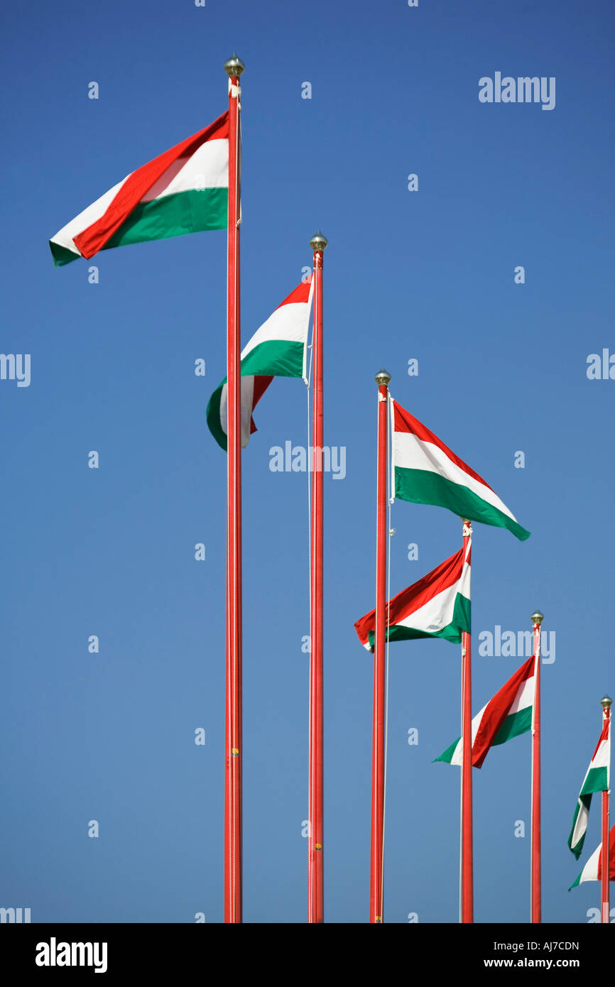 Hungarian National Flags on display in Budapest Hungary Stock Photo - Alamy
