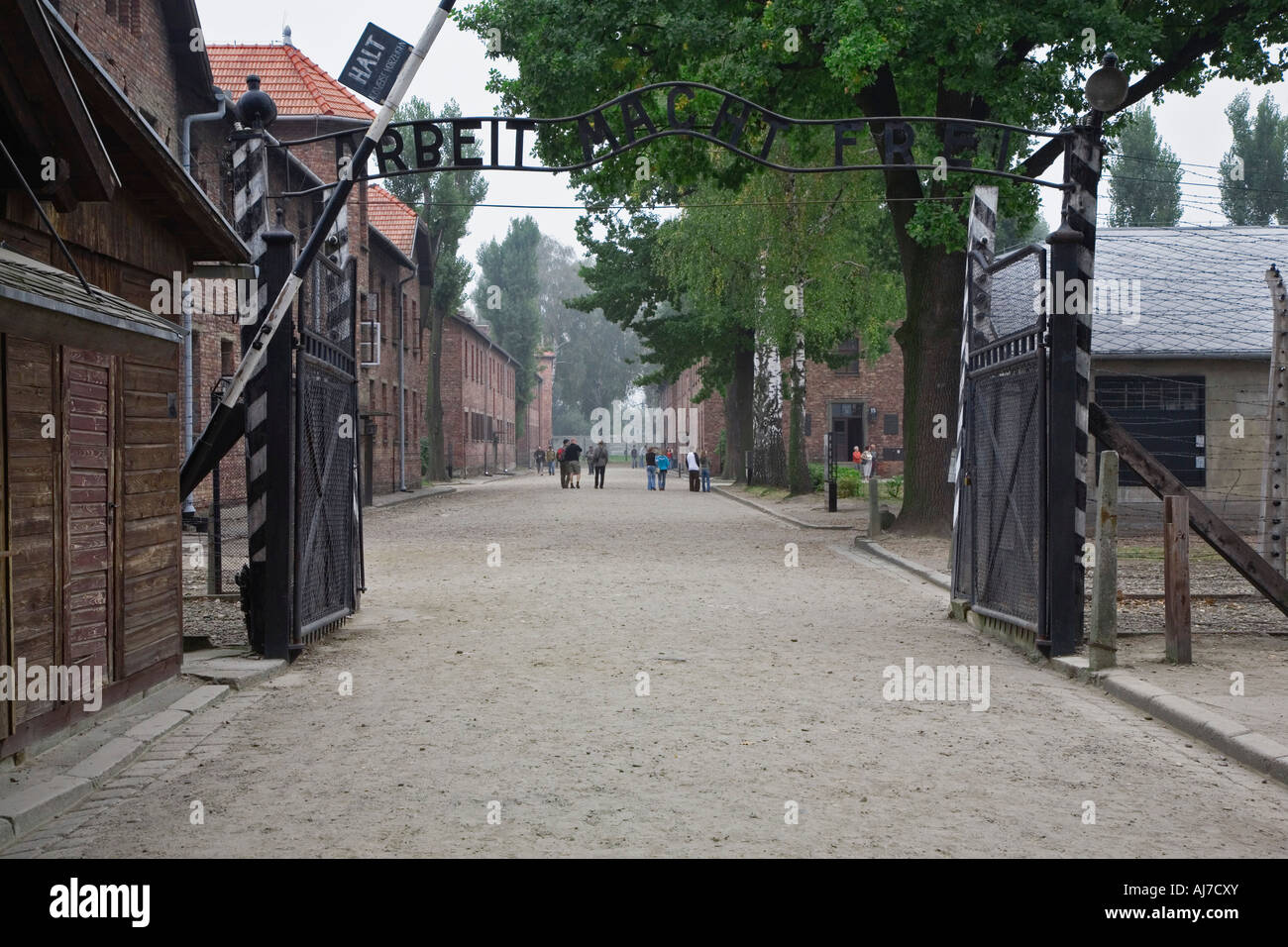 Entrance gate at the Auschwitz Birenau State Museum in Oswiecim, near ...