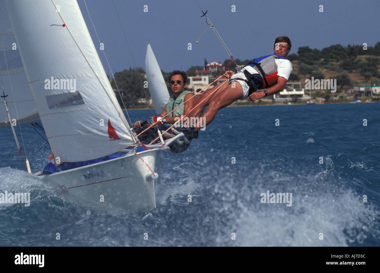 Topper dinghy sailing Sussex coast England Great Britain UK Stock Photo ...