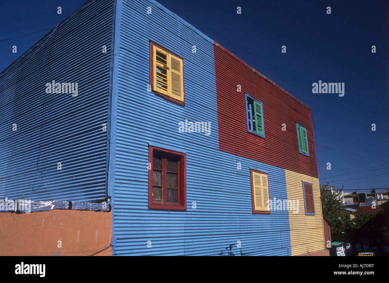 Colourful corrugated iron building, La Boca, Buenos Aires, Argentina ...